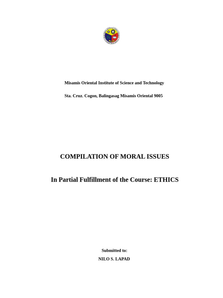 Exploration of Key Moral Issues | PDF | Alimony | Divorce