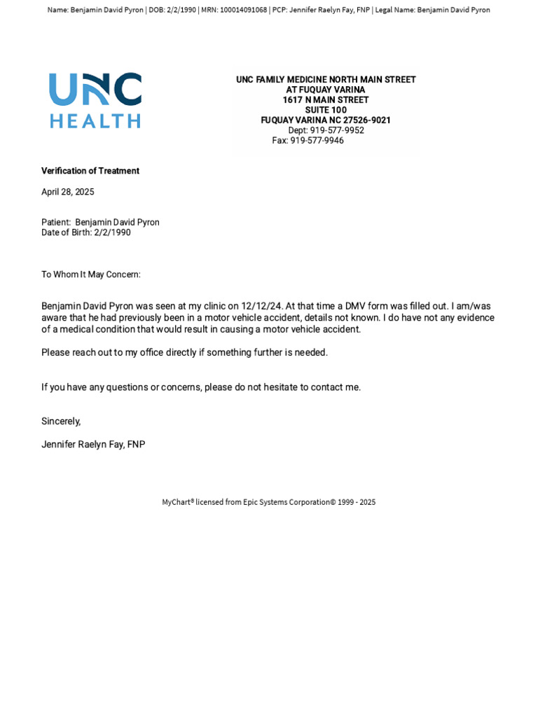 My UNC Chart - Letter Details | PDF