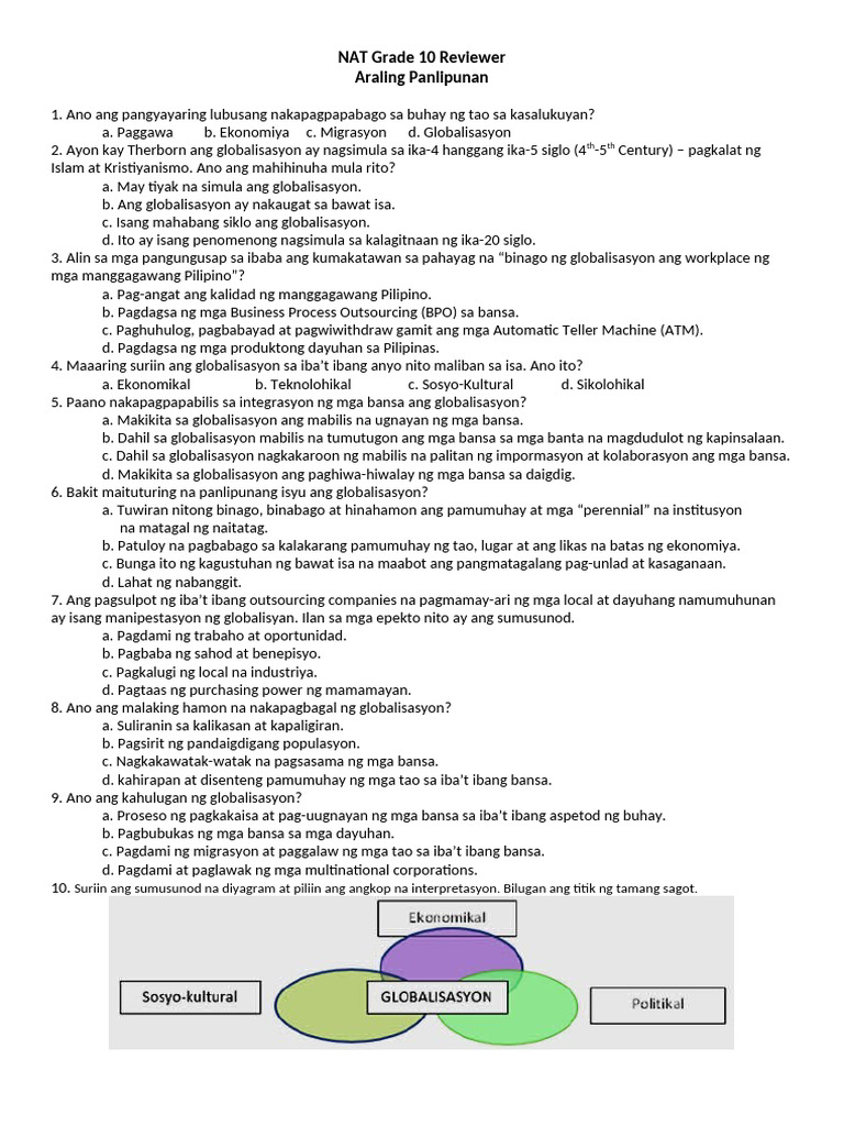 NAT Grade 10 Reviewer | PDF