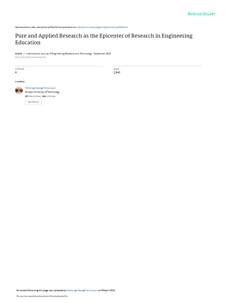 Pure and Applied Research As The Epicenter of Rese | PDF | Basic Research | Knowledge