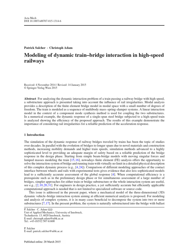 Modeling of Dynamic Train-Bridge Interaction in High-Speed Railways ...