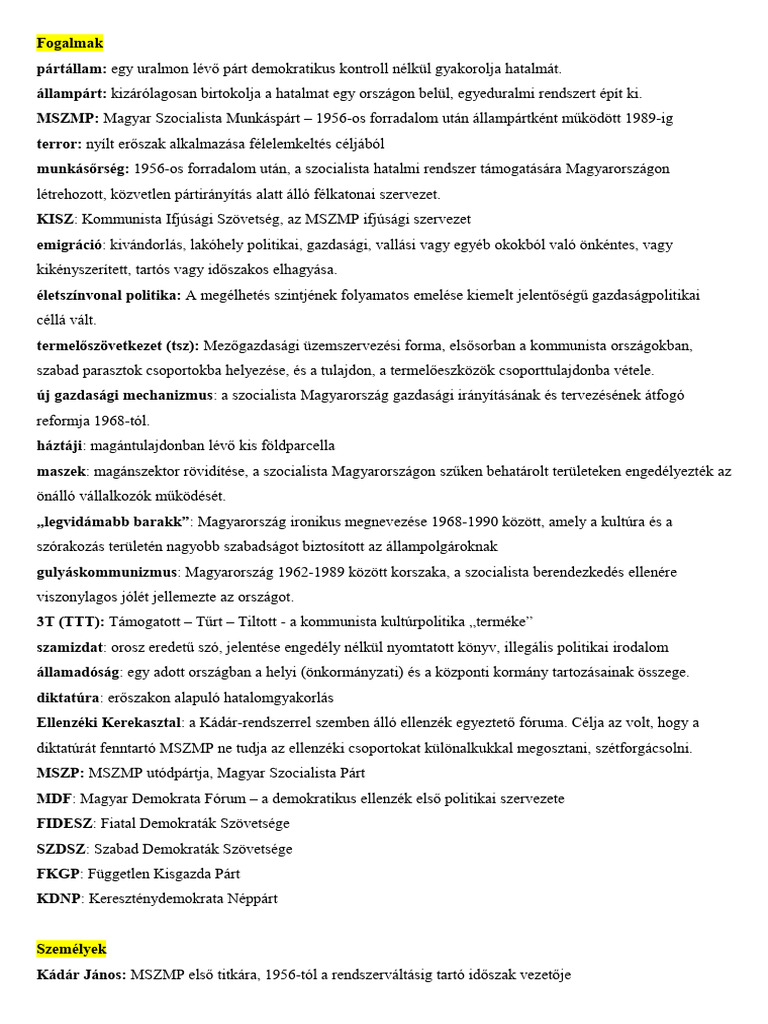 8 Mo 1956-Rendszerváltás | PDF