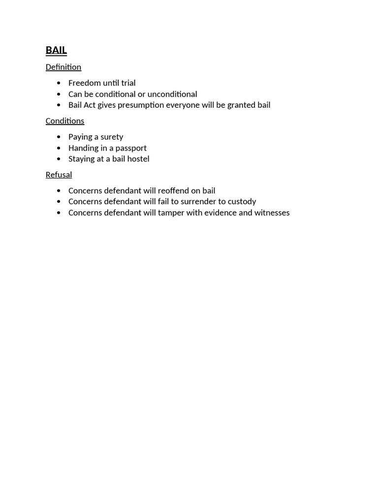 Understanding Bail: Conditions and Refusal Grounds | PDF