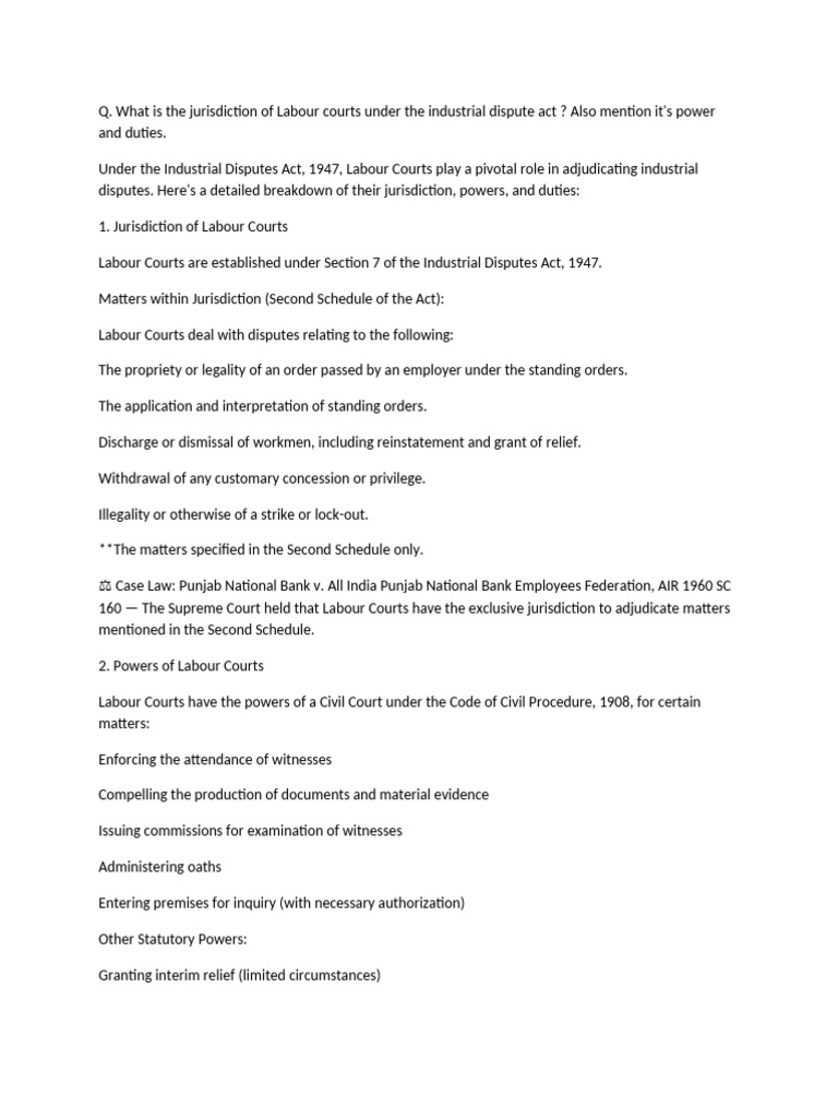 Labour Courts: Jurisdiction and Powers | PDF | Strike Action | Employment