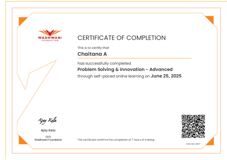 Wadhwani Foundation Certificate - 685bfac1dbb1c63612f2d353 | PDF