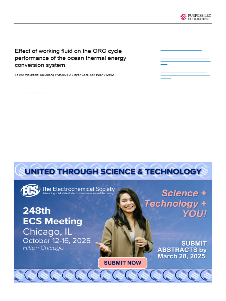 OTEC System: Impact of Working Fluids | PDF | Heat | Liquids