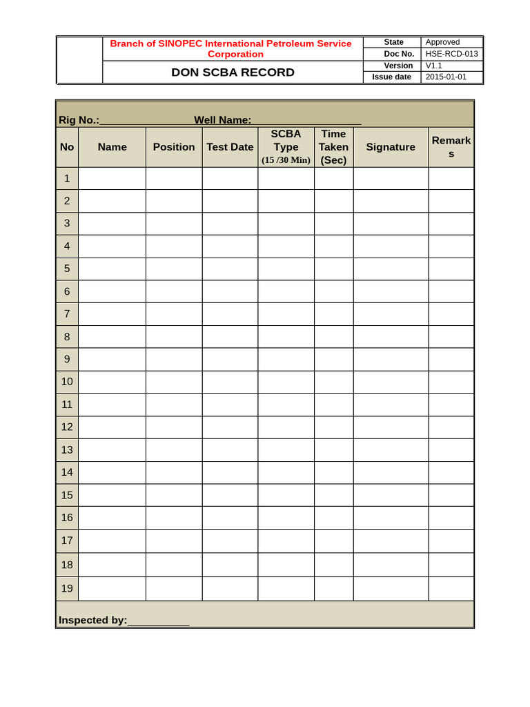 Hse RCD 013 Don Scba Record | PDF