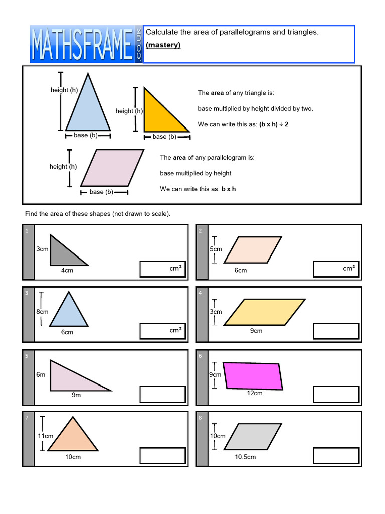 Area of Triangles and Parallelograms | PDF | Area | Geometric Shapes