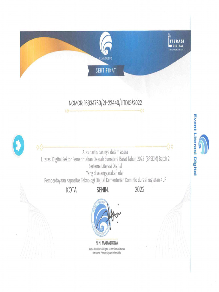 Sertifikat Literasi | PDF