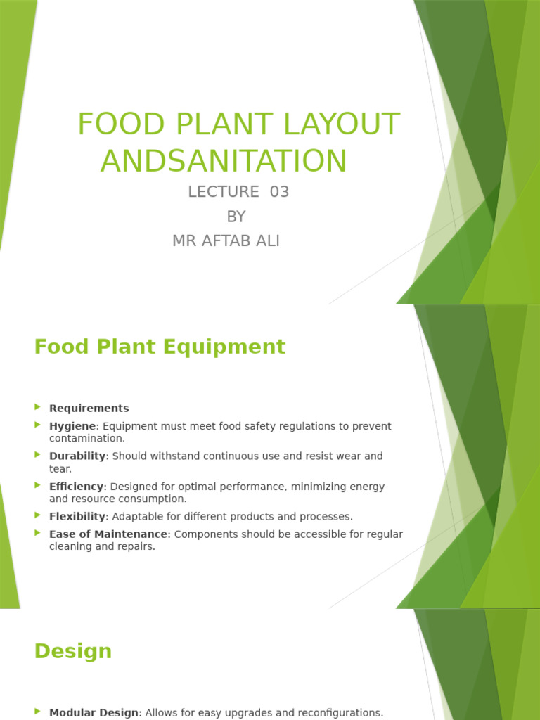 Food Plant Layout and Sanitation Guide | PDF | Pest Control | Disinfectant