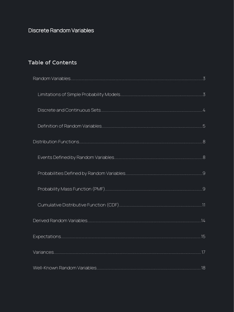 Discrete Random Variables | PDF | Probability Distribution | Random ...