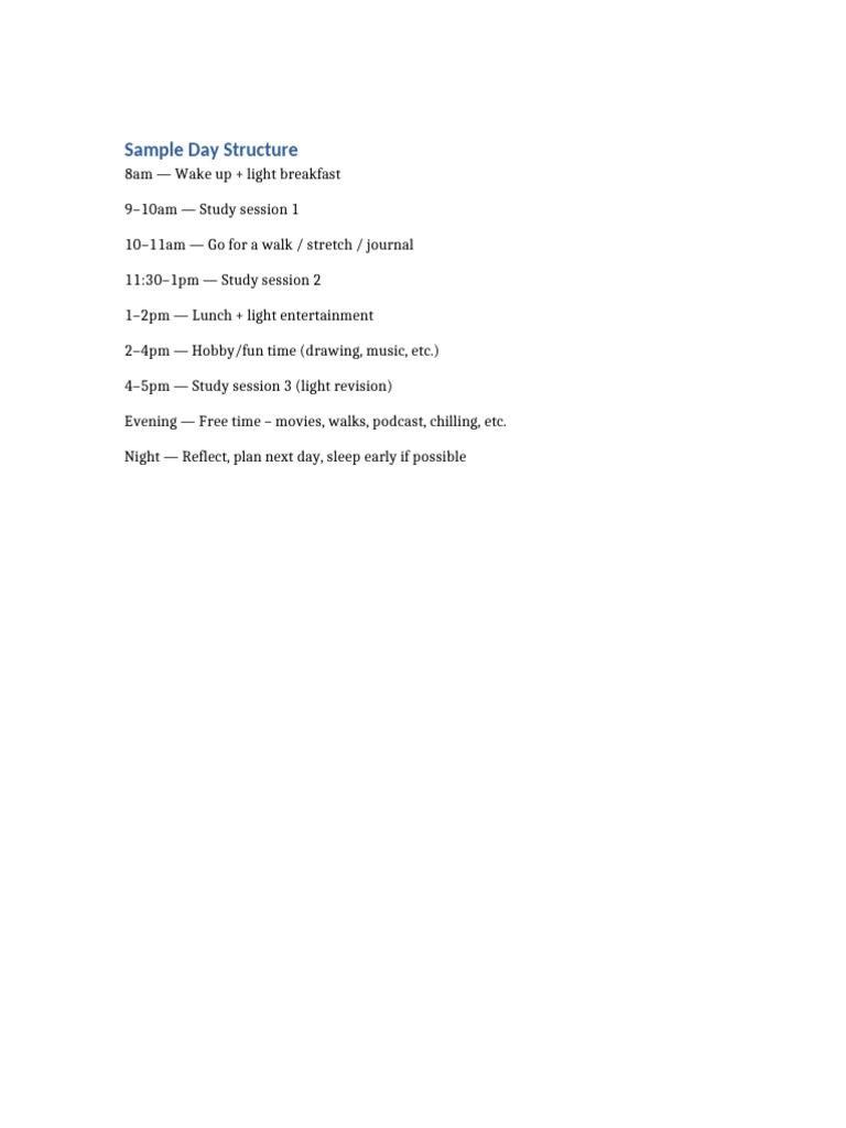 Sample Day Structure | PDF