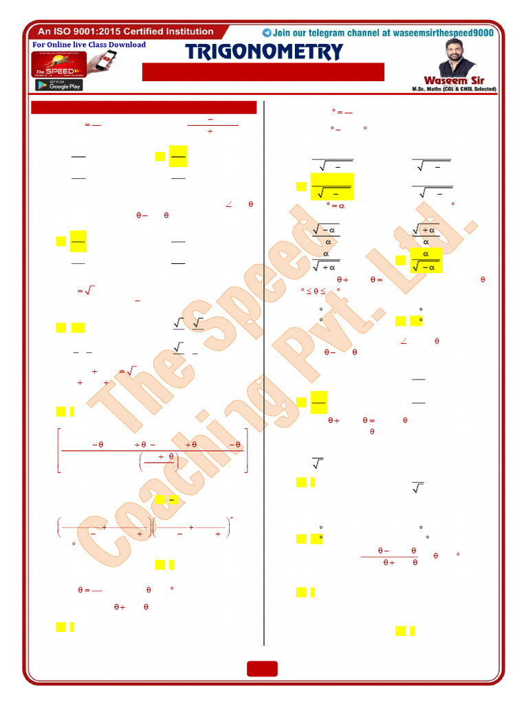 Trigonometry Practice Questions for SSC | PDF | Chess Theory | Chess