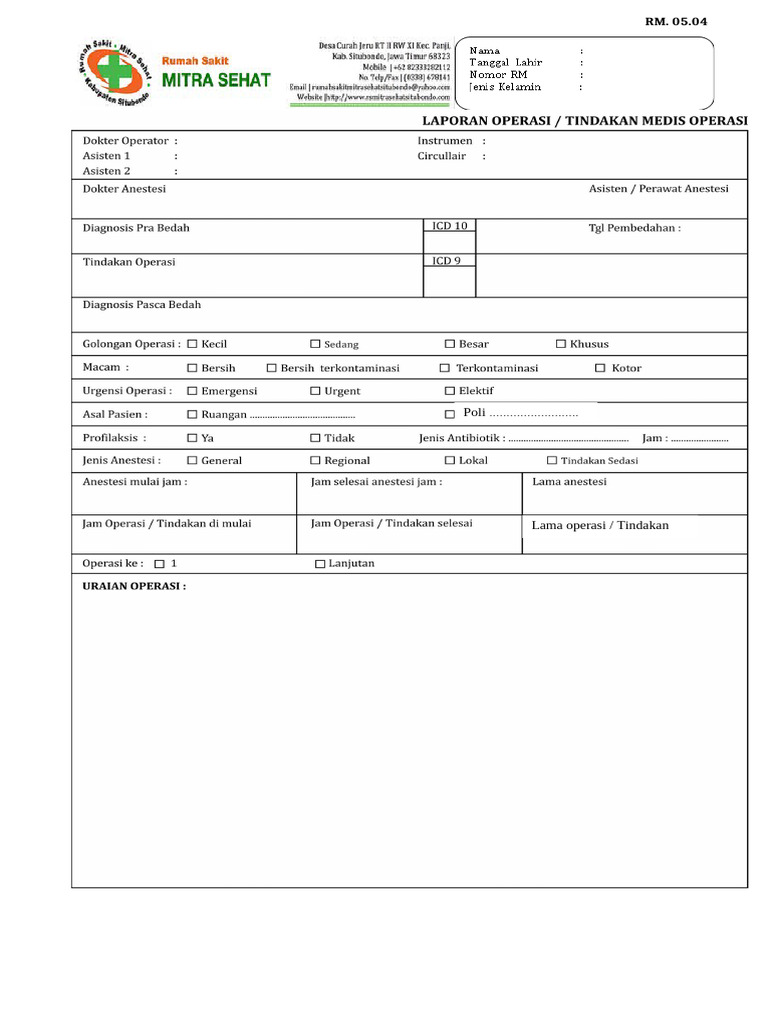 Form Laporan Operasi | PDF