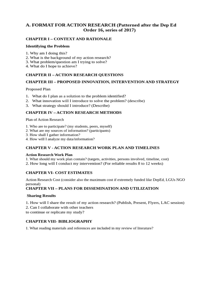 Action Research Format Guide | PDF