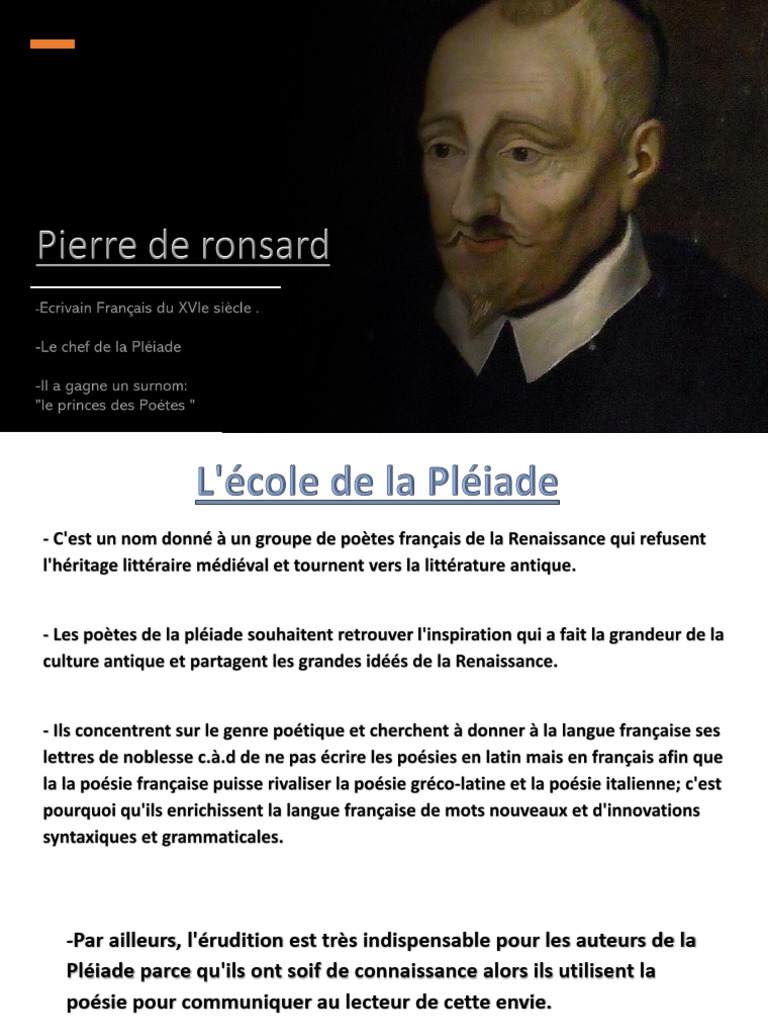 La Pléiade : Ronsard et ses influences | PDF