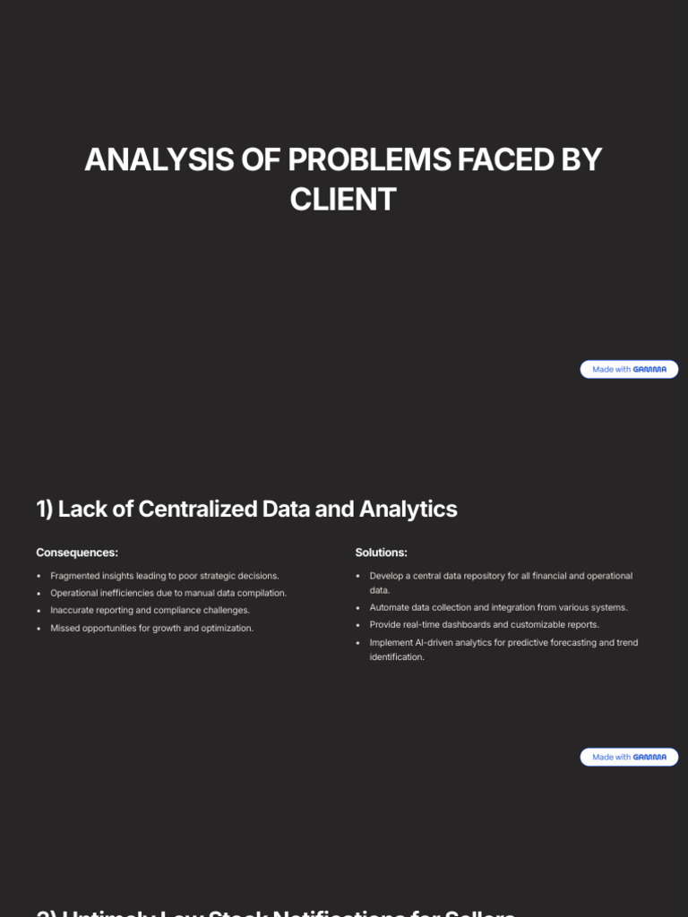Analysis of Problems Faced by Client | PDF