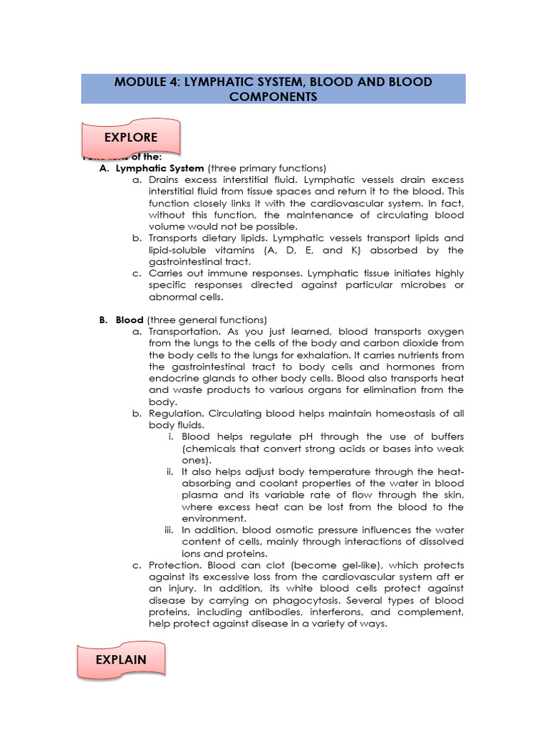 Lymphatic and Blood System Overview | PDF | Blood Type | Lymphatic System