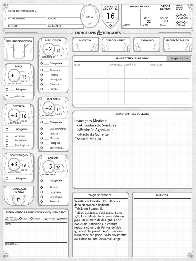 Ficha de Personagem RPG Detalhada | PDF