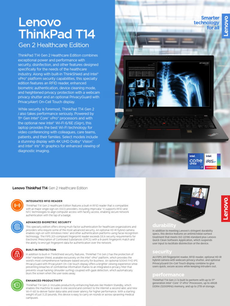 ThinkPad T14 Gen 2 Healthcare Edition | PDF | Lenovo | Laptop