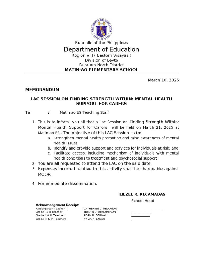Kra 3 ACR LAC With Memo | PDF | Mental Health | Psychological Concepts
