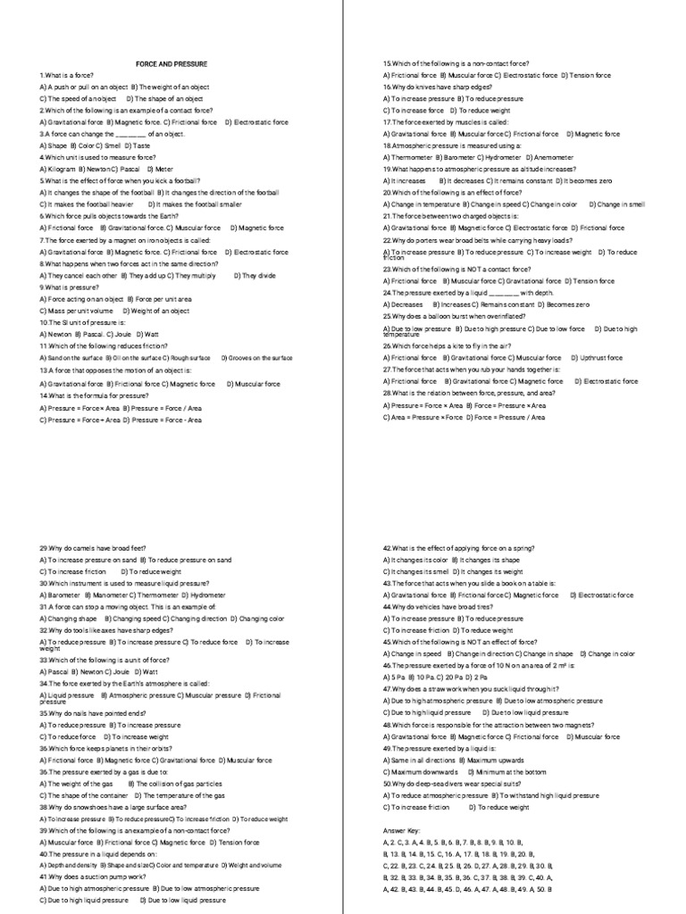 Understanding Force and Pressure Concepts | PDF | Force | Pressure