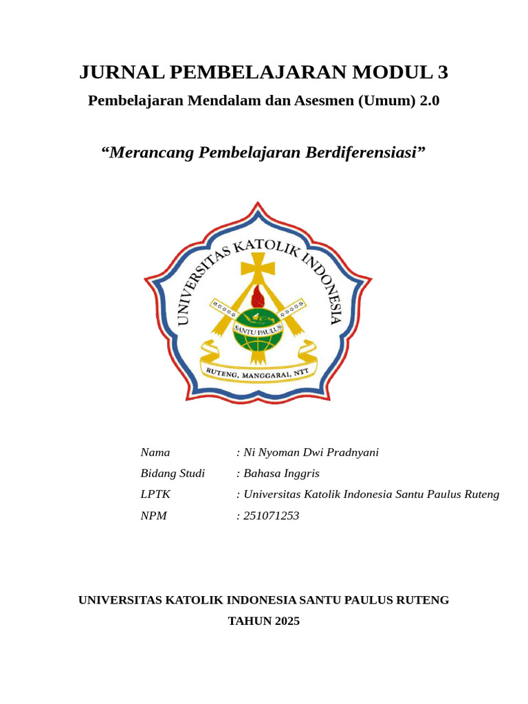 Jurnal Modul 3: Pembelajaran Berdiferensiasi | PDF