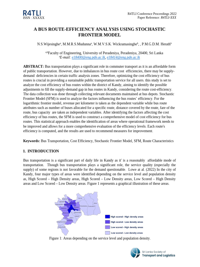 Bus Route Efficiency Analysis in Kandy | PDF | Ordinary Least Squares ...