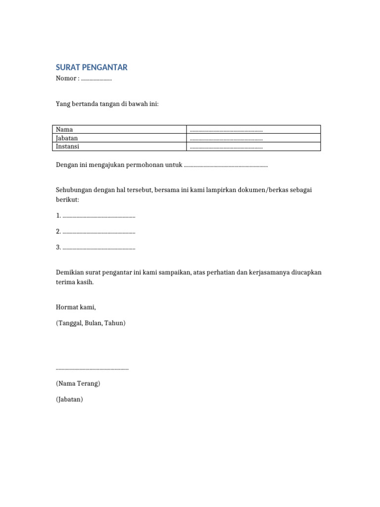 Template Surat Pengantar | PDF