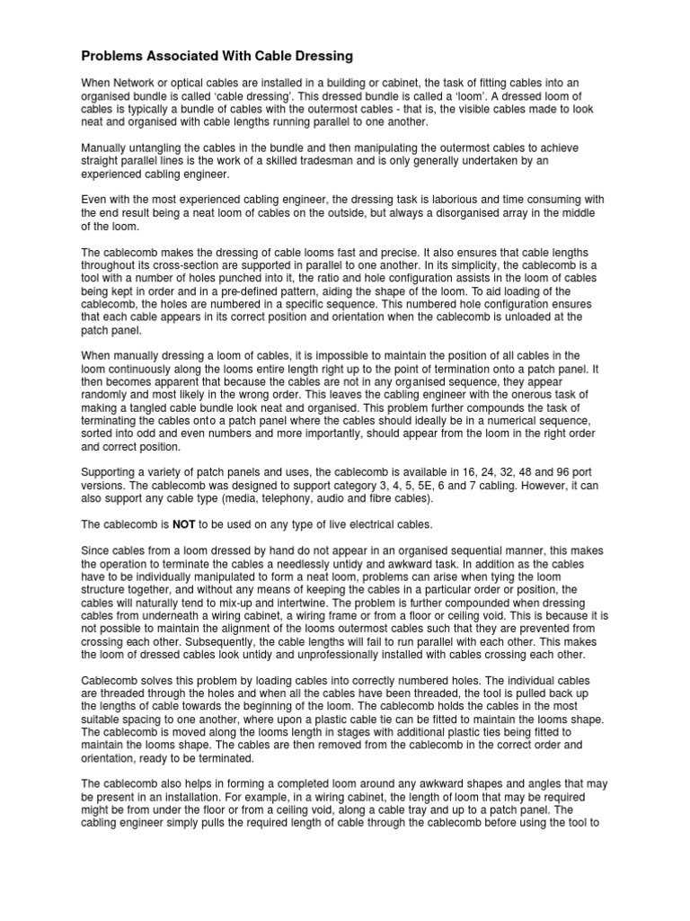Cable Dressing | PDF | Cable | Loom