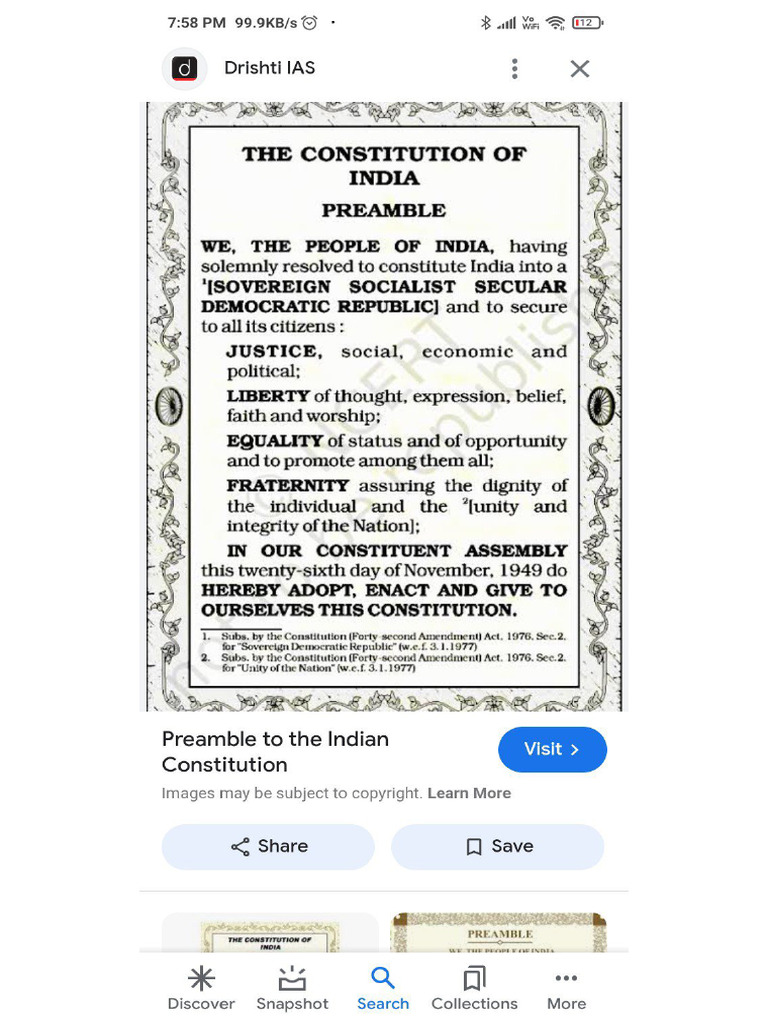 Indian constitution preamble | PDF