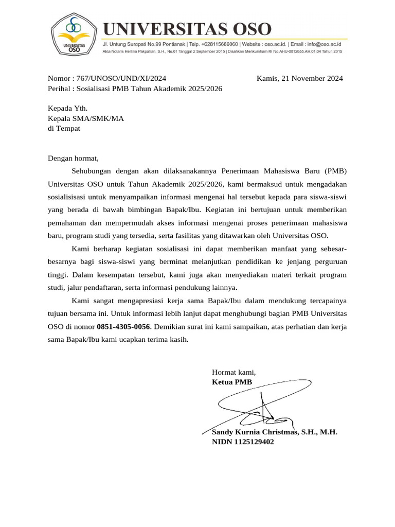 Undangan Sosialisisasi PMB | PDF