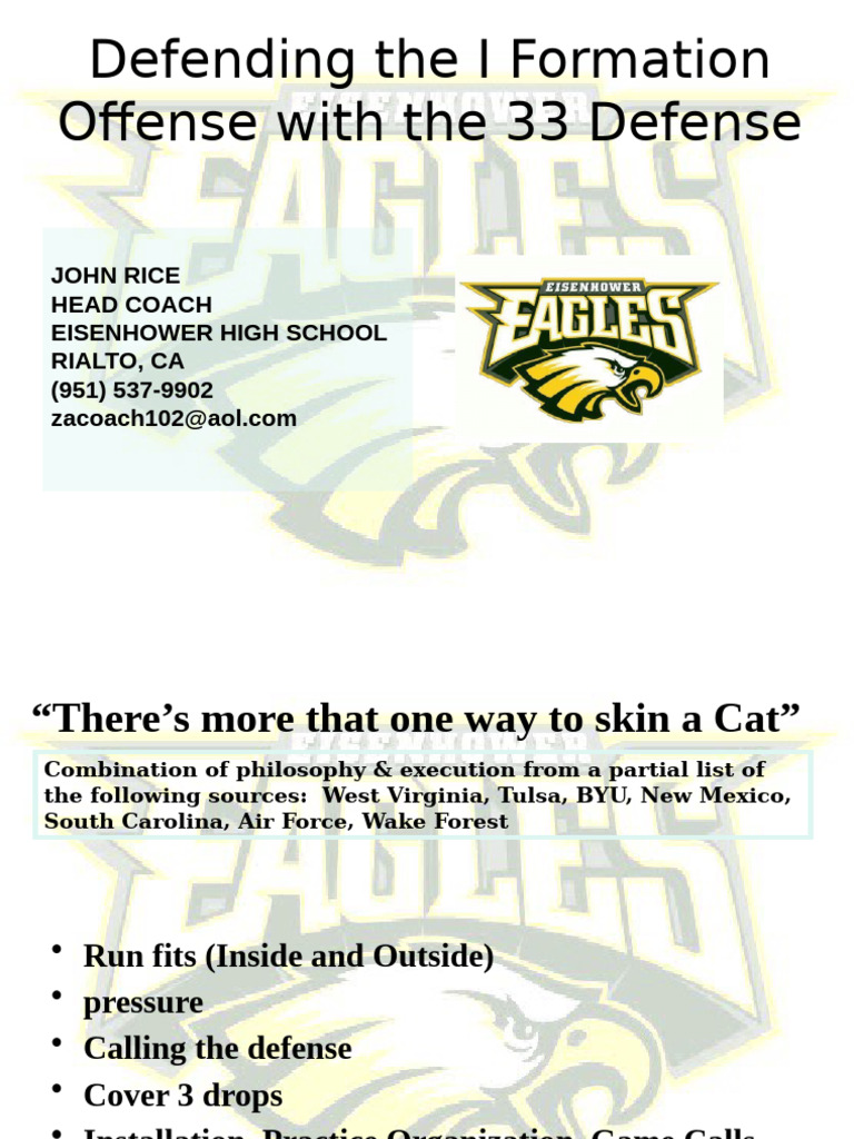 Defending The I Formation Offense With The 33 | PDF | Team Sports ...