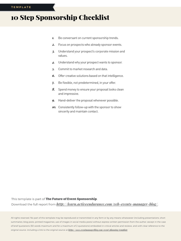 Event Sponsorship Checklist Guide | PDF