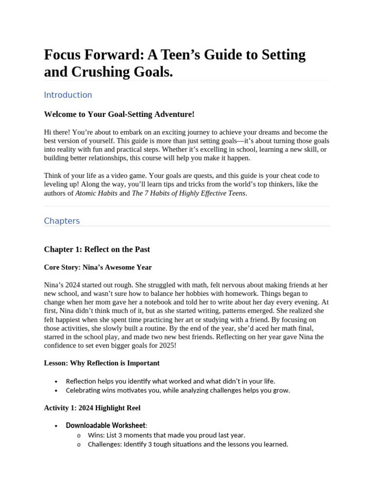 Teen Goal-Setting Guide: Achieve Dreams | PDF | Goal | Gratitude