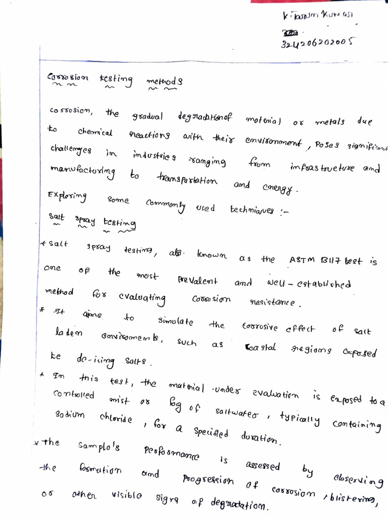 Corrosion Testing Methods Overview Pdf Chemical Substances