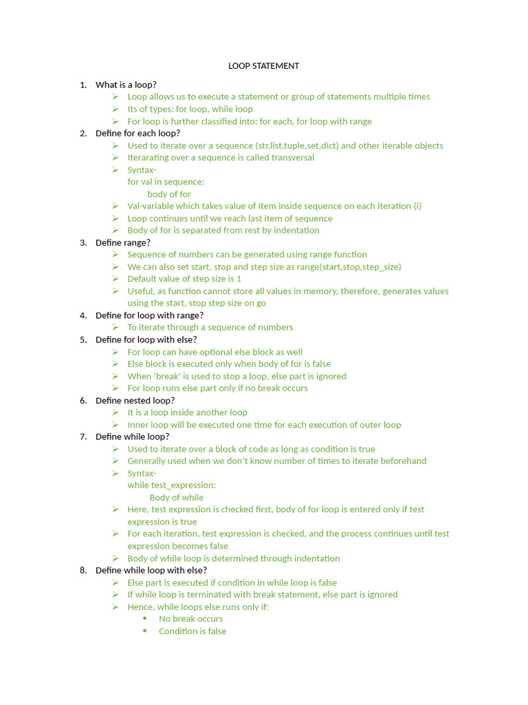 Loop Statement | PDF