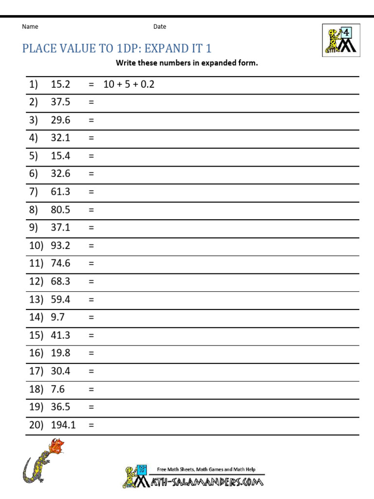 Place Value To 1dp Expand It 1 | PDF