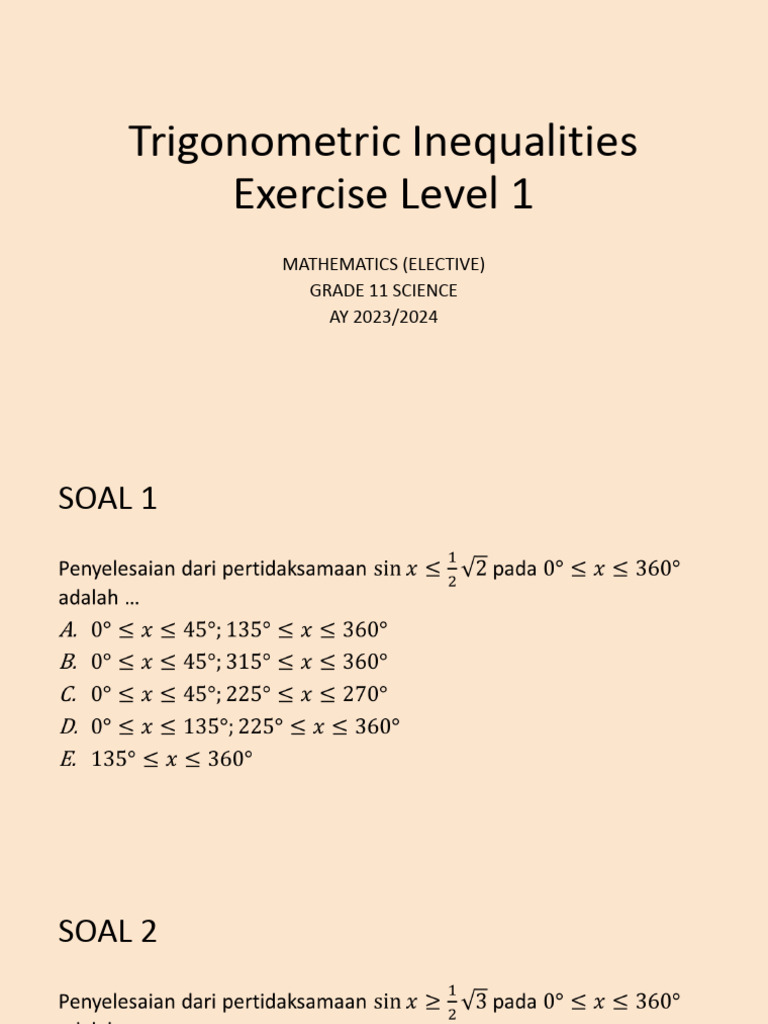 Exercise - Trigonometric Inequalities | PDF