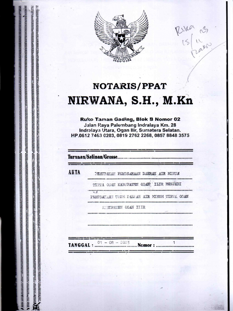 Akta Notaris Perumda T.O | PDF