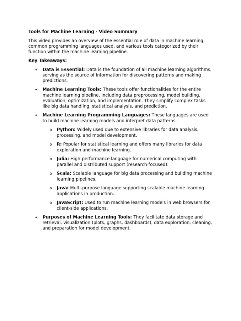 Tools For Machine Learning | PDF | Machine Learning | Artificial Intelligence