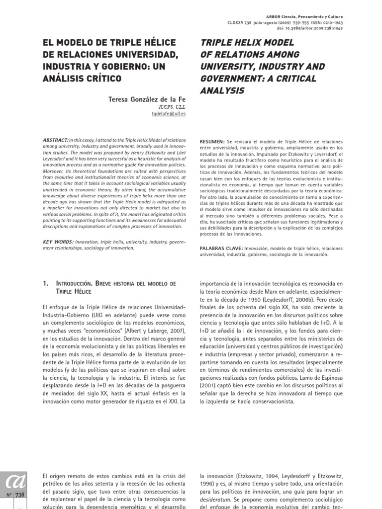“modelo de la triple hélice de Etzkowitz” | PDF | Innovación | Science