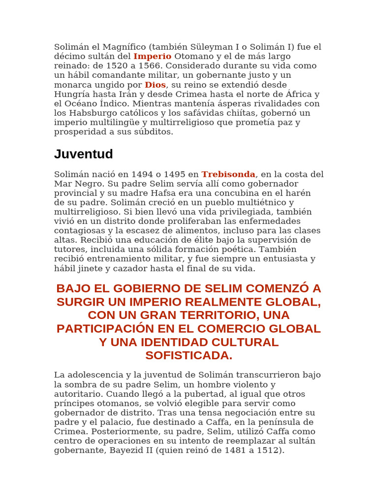 Solimán el Magnífico: Sultán Otomano | PDF | imperio Otomano