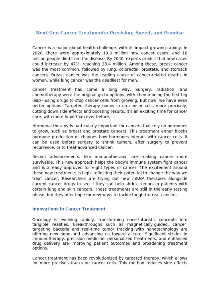 Next-Gen Cancer Treatments Explained | PDF | Cancer | Immunotherapy