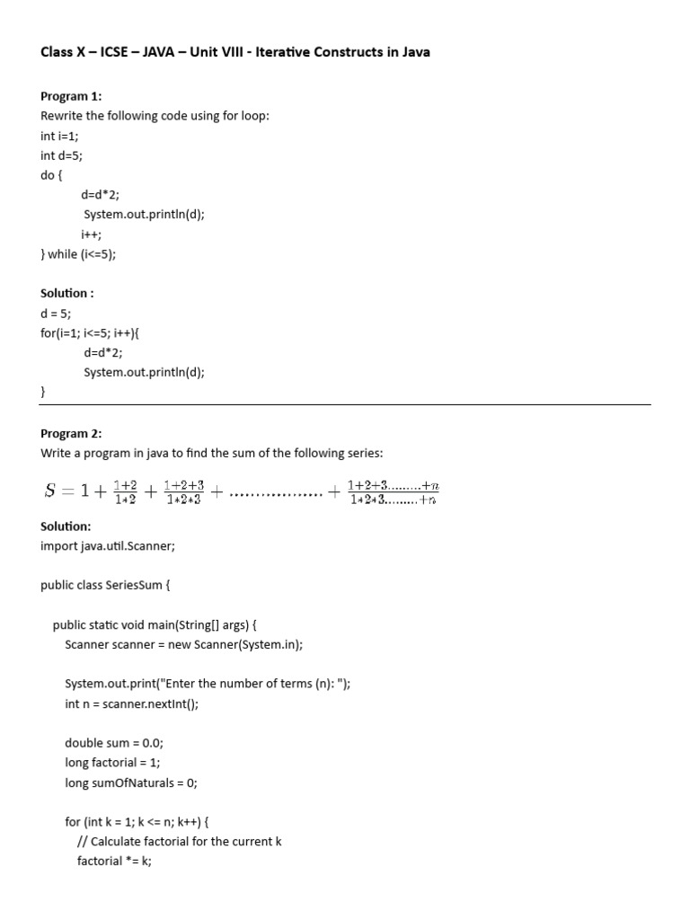 X-ICSE_Unit VIII - Iterative Constructs n Nested Loop | PDF | Computer Engineering | Computer ...