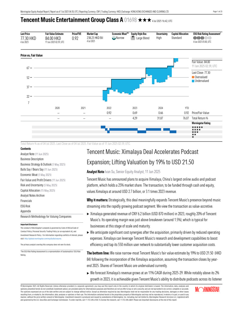 Tencent Music's Ximalaya Acquisition Impact | PDF | Subscription ...