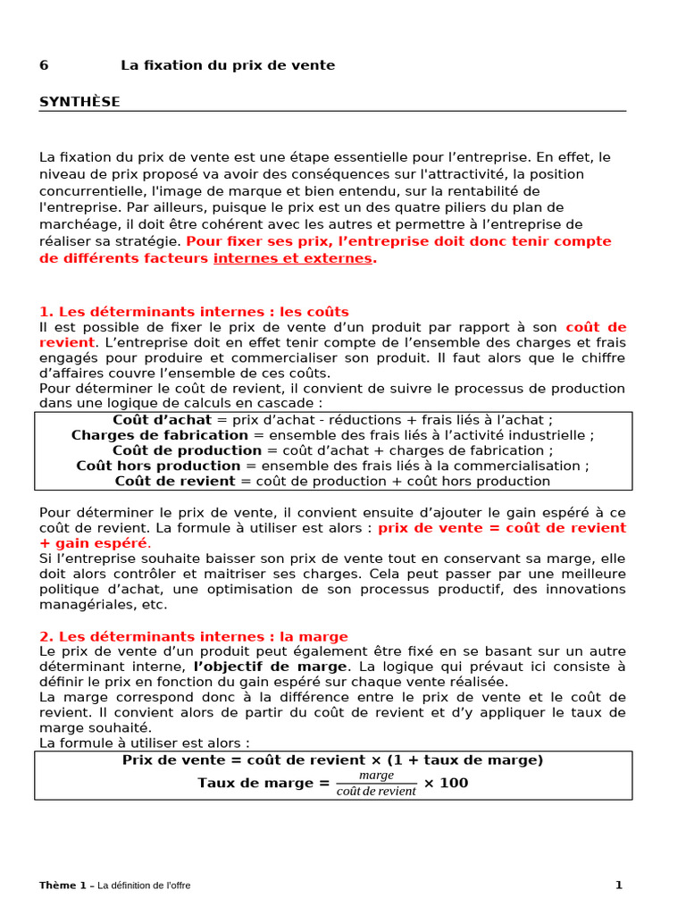 Fixation du prix de vente : stratégies clés | PDF | Prix | Business