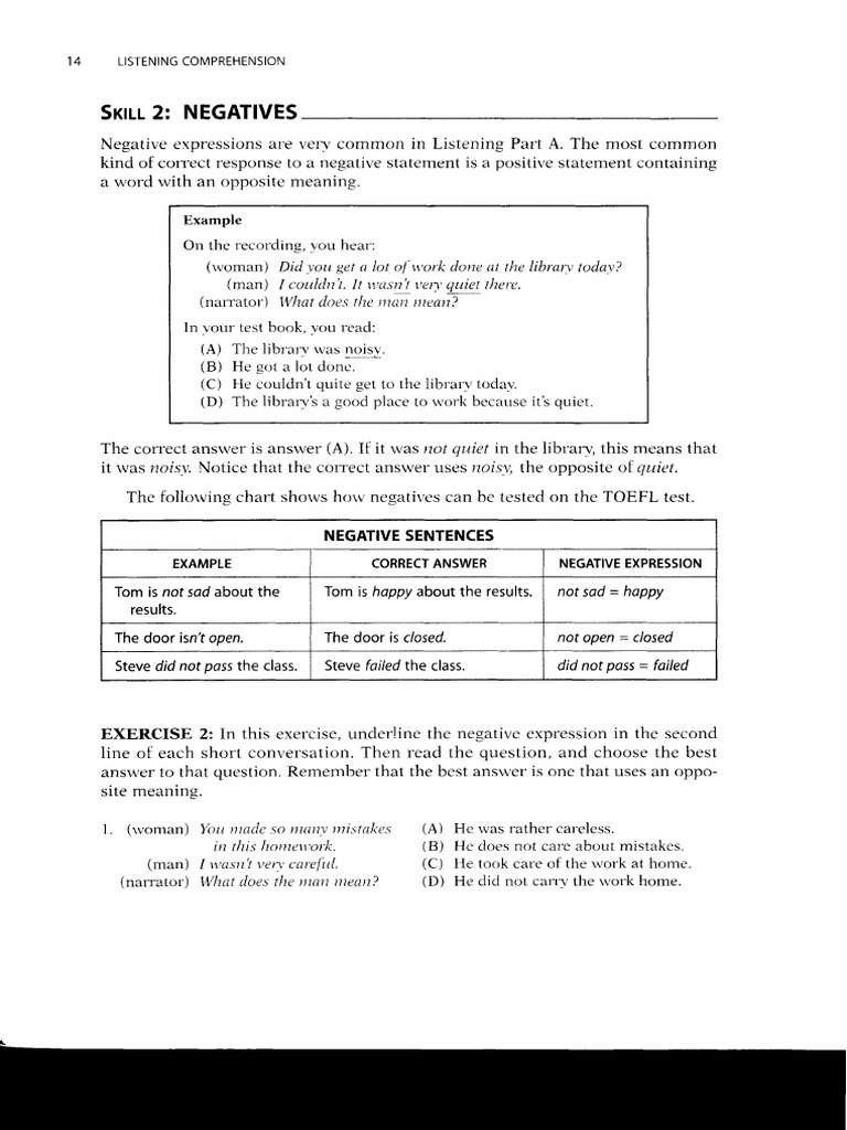 Listening For Short Conversation (Negative and Suggestions) | PDF