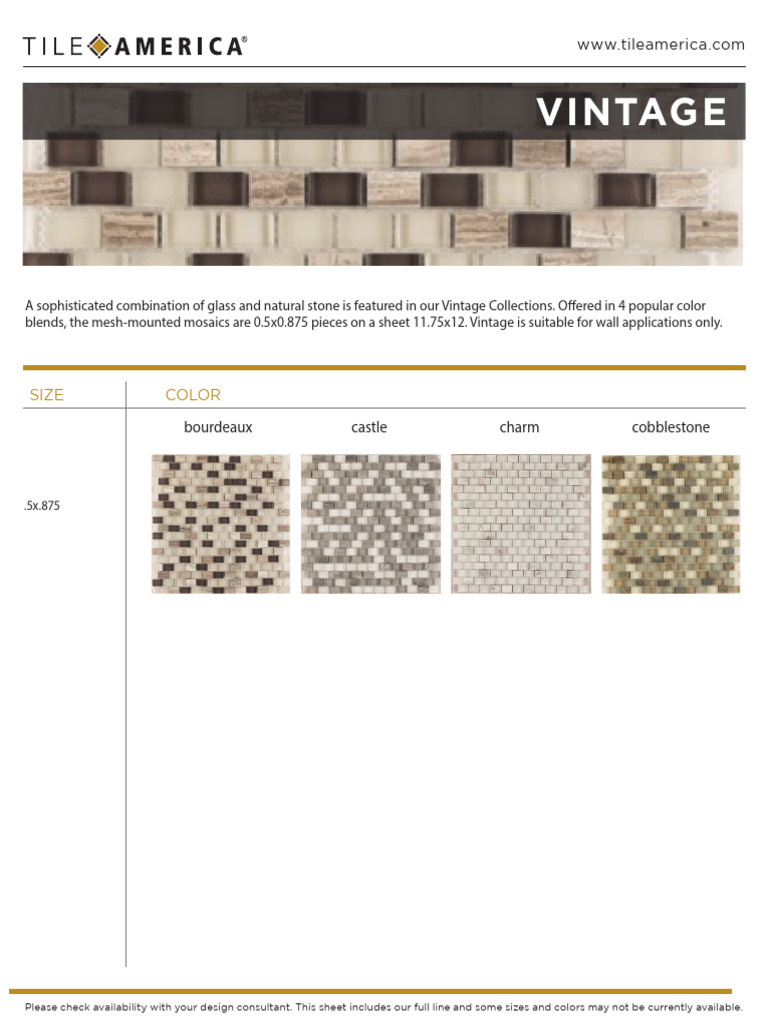 Tile America - Vintage Collection Spec Sheet | PDF