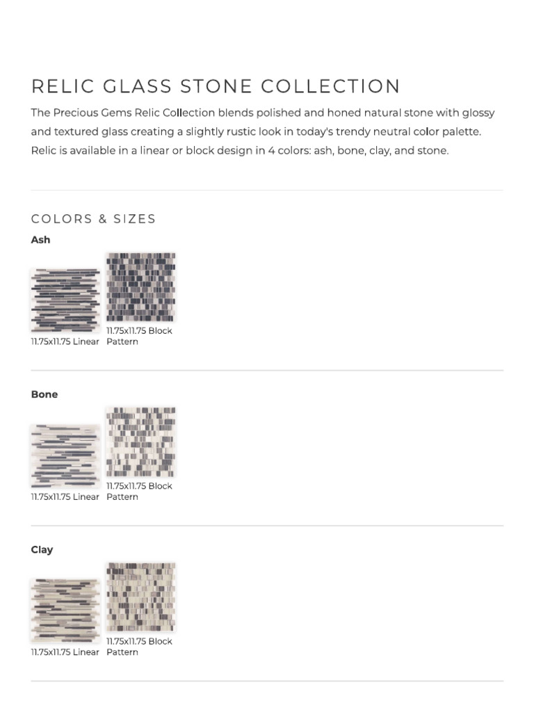 Tile America - Precious Gems Relic Collection | PDF